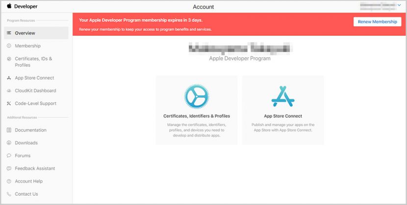 Apple Developer Program membershipの更新手順 - MUKOLOG
